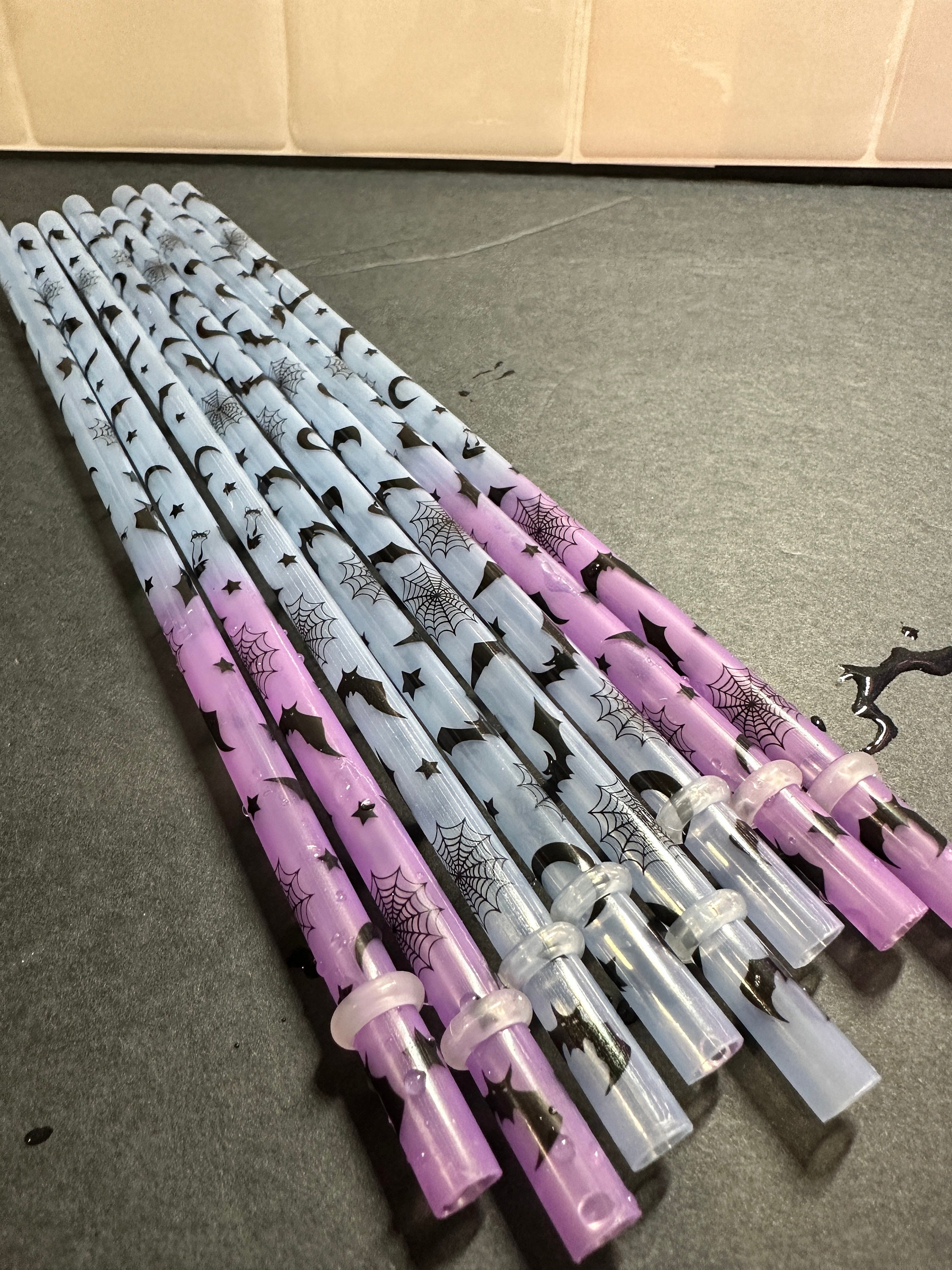Horror Bats and Spiderwebs Color Changing Straws - Etsy
