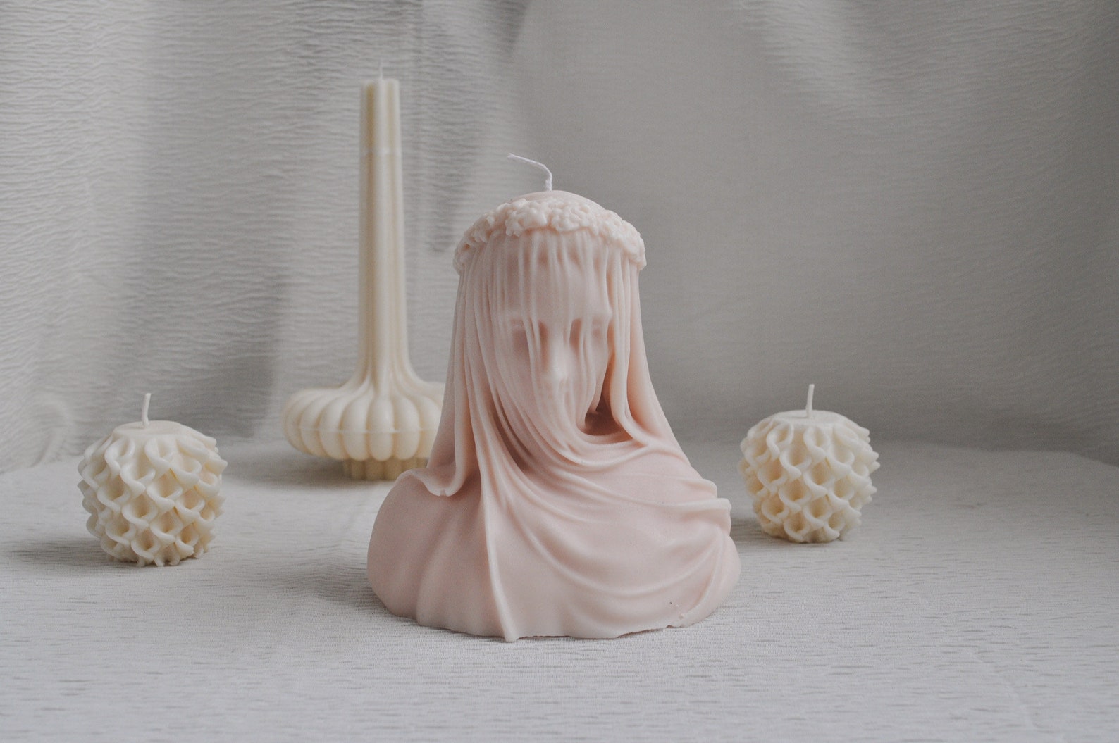 Veiled Lady Bust Statue Candle Large - Etsy