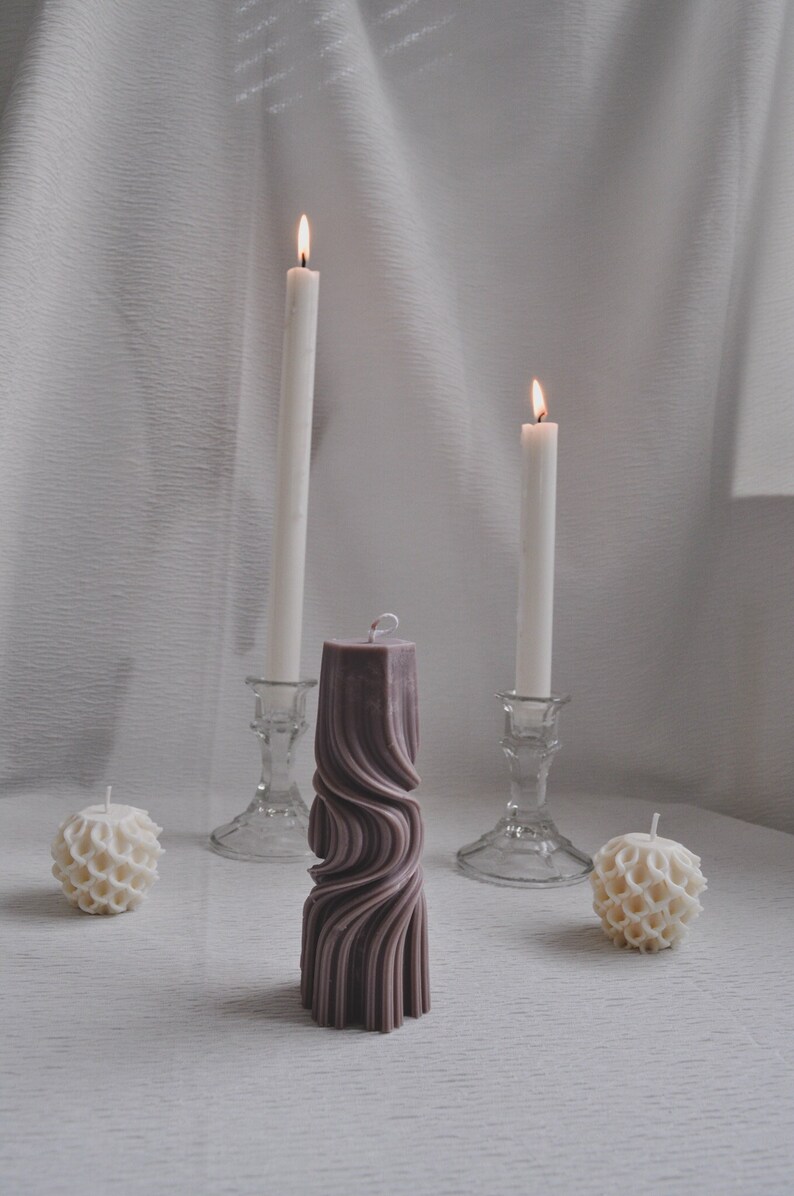 Swirl Pillar Aesthetic Candle - Etsy