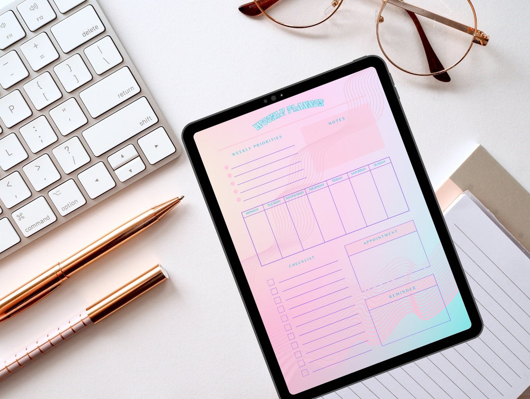 Pastel Pink Weekly Planner: Digital Download - Etsy