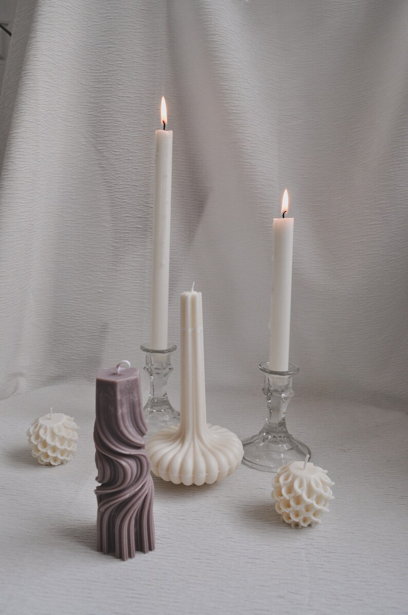 Swirl Pillar Aesthetic Candle - Etsy