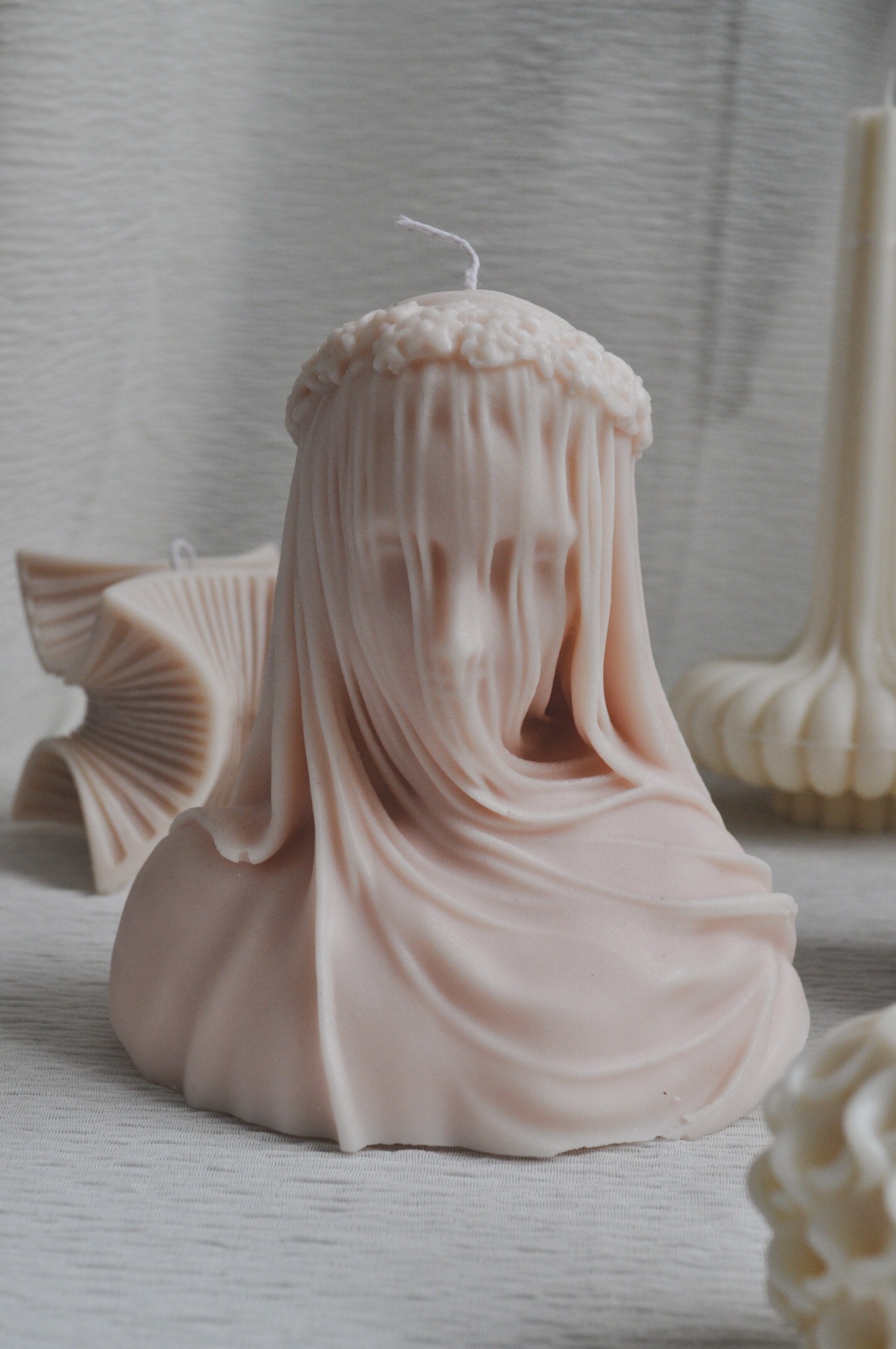 Veiled Lady Bust Statue Candle Large - Etsy
