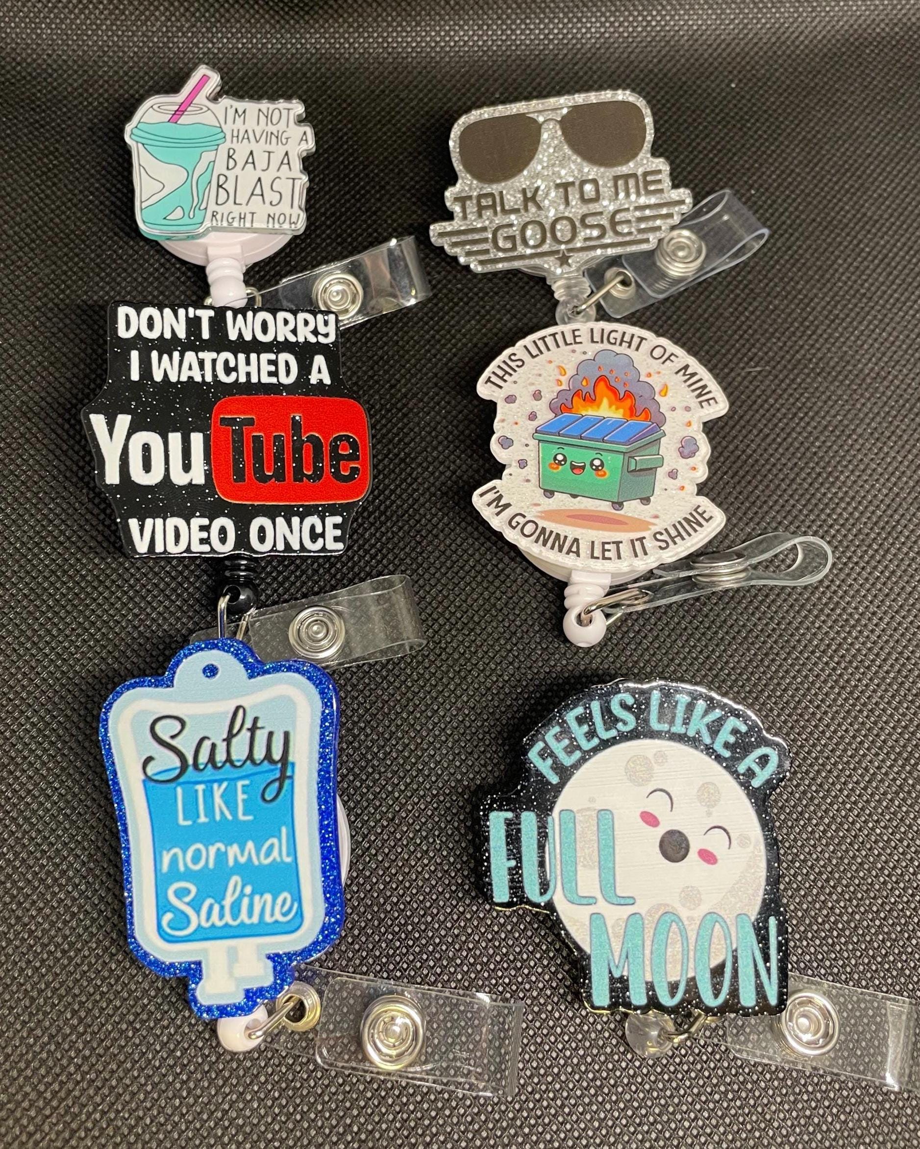 Humorous Retractable Badge Reel: Funny Sarcastic ID Holder. Bundle and ...