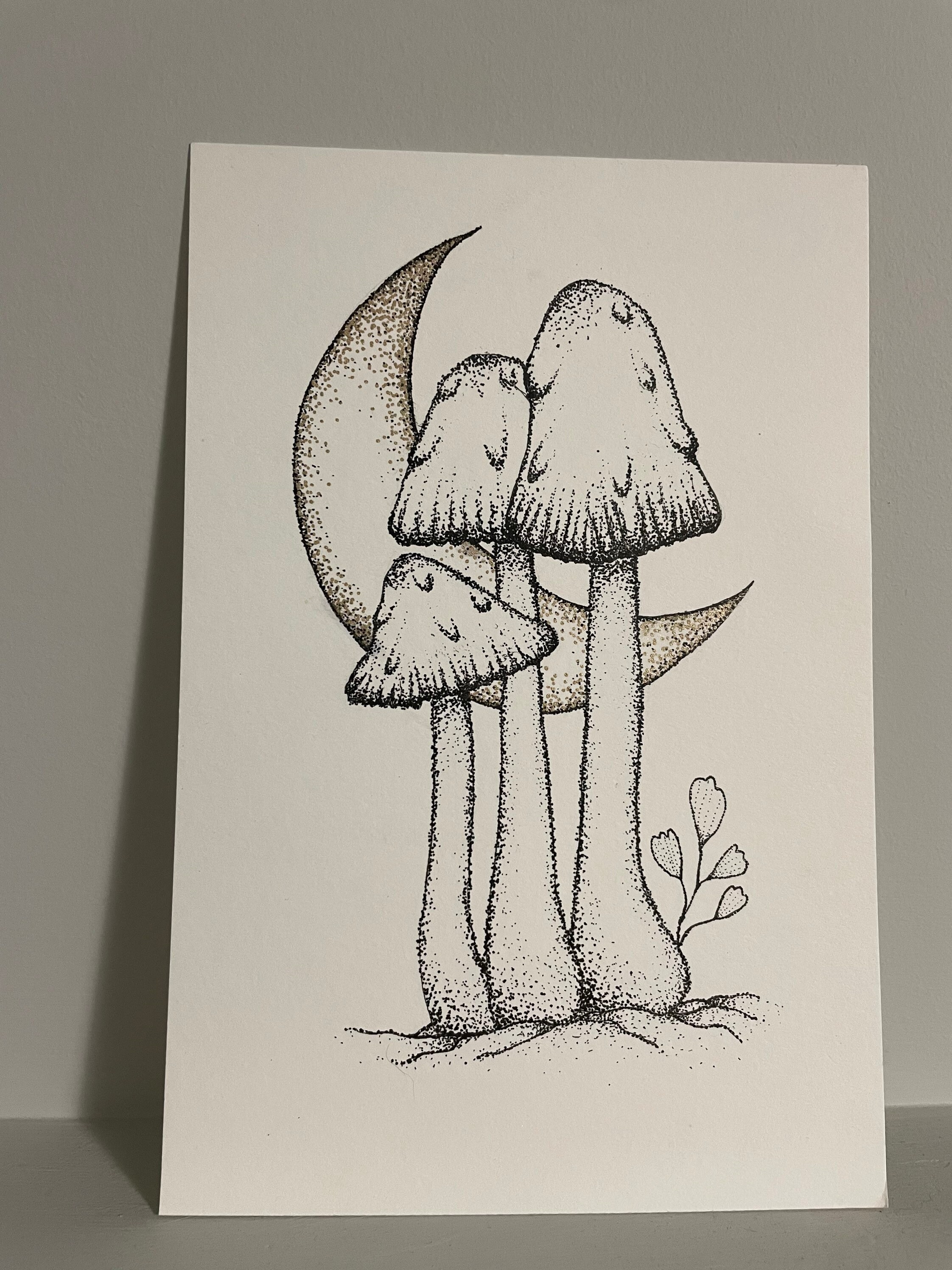 Mushrooms and Moon Ink Illustration - Etsy