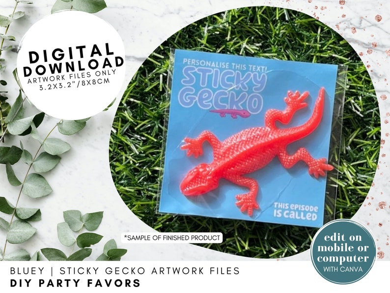Bluey Sticky Gecko Party Favors Digital Download ONLY - Etsy Ireland