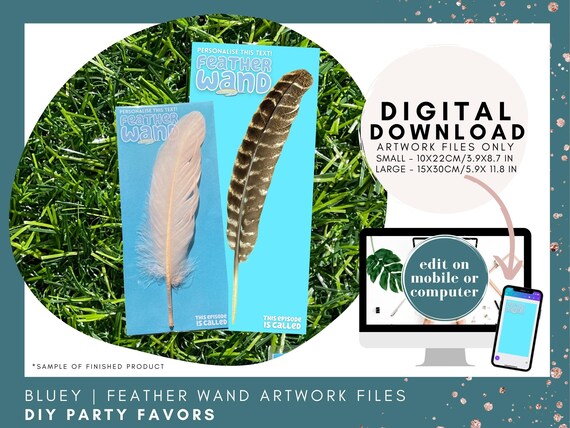 Bluey Feather Wand Party Favors Digital Download ONLY - Etsy