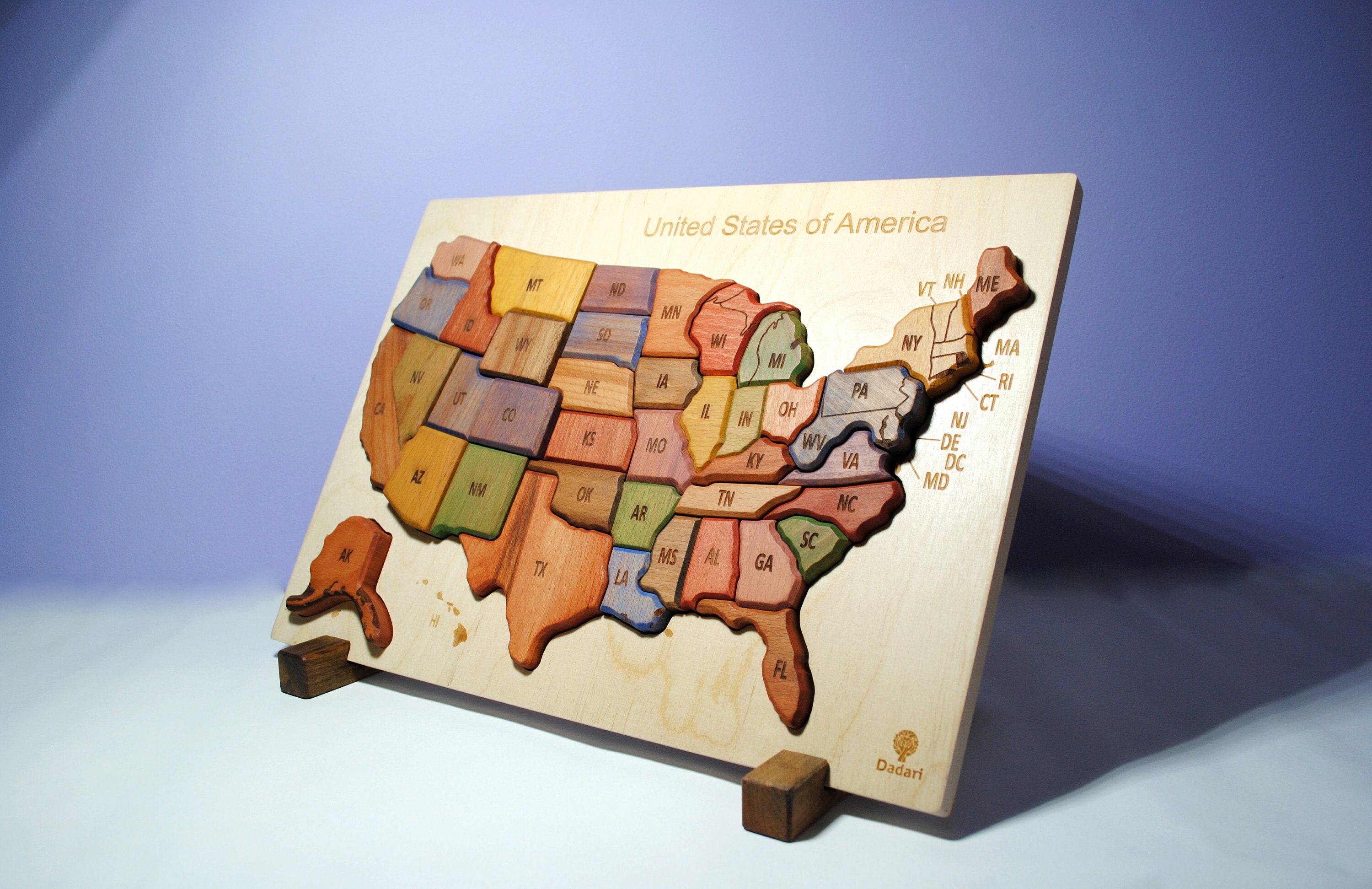Hand Made Wooden Puzzle Map USA - Etsy
