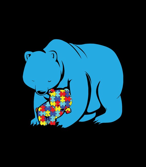 Autism Awareness Mama Bear and Cub PNG Autism Rainbow PNG | Etsy