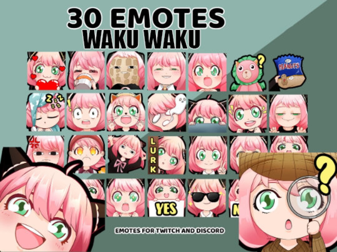 Pink Hair Girl Anya Twitch Emotes Cute Kawaii Chibis Discord Emojis - Etsy
