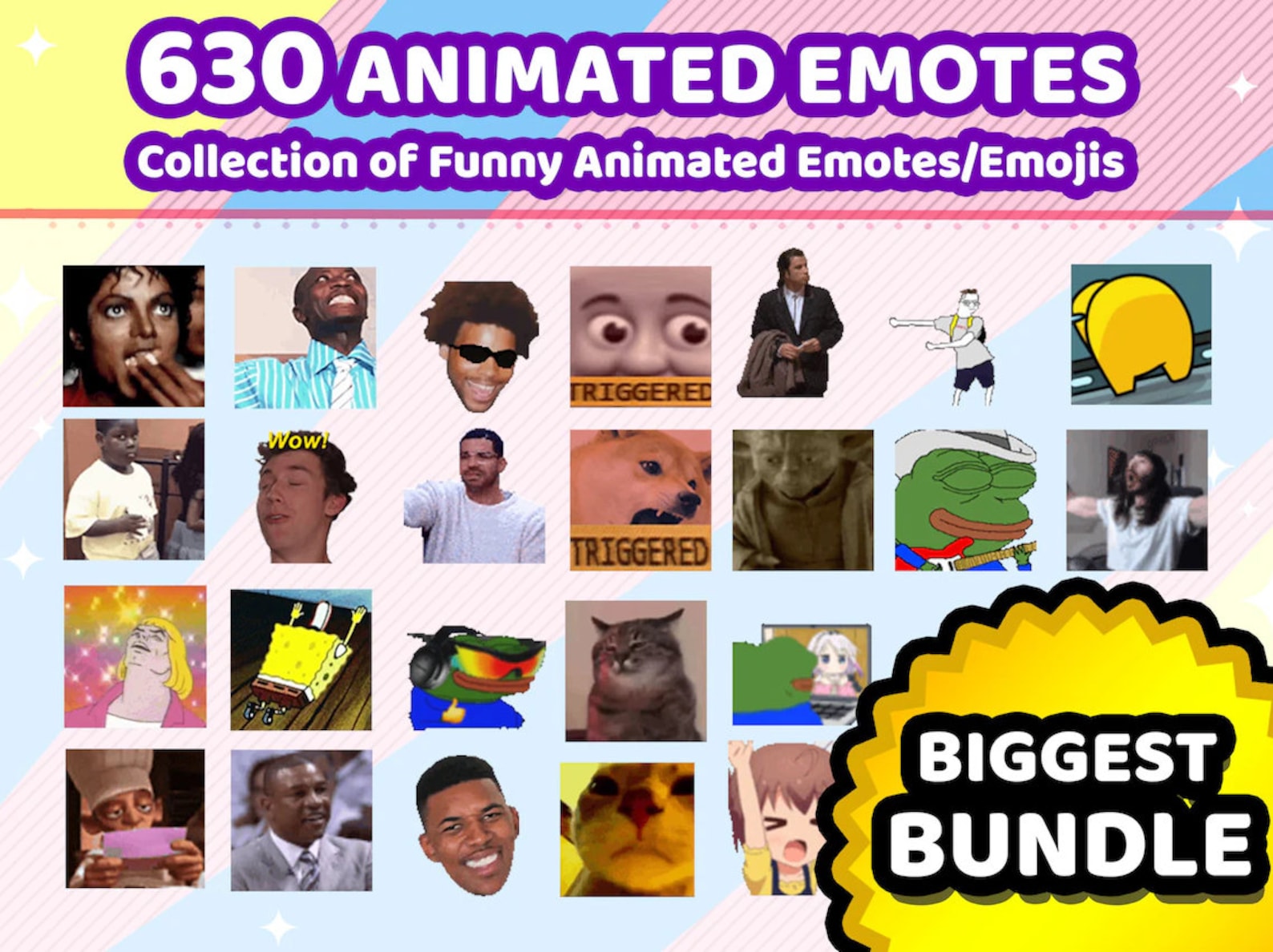 630 Animated Funny Memes Emote Bundle | Twitch Emotes Pack | Streamers ...