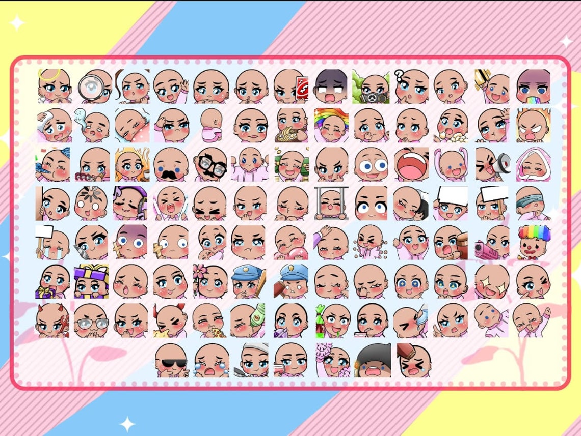 100 Emote Base Template for Twitch, Discord, Youtube | Procreate Custom ...