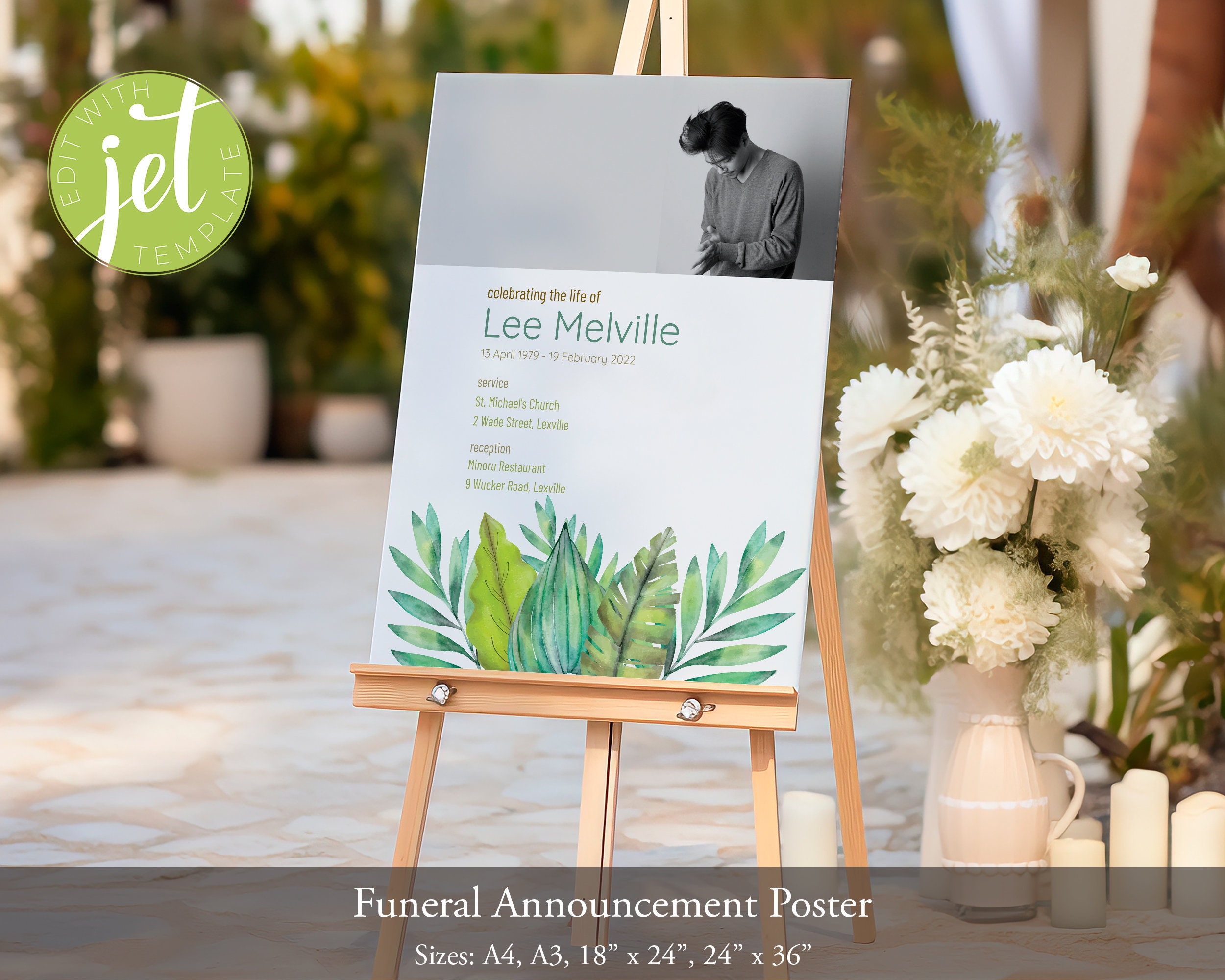 Editable Interment Poster Custom Eulogy Remembrance Printable Memorial ...