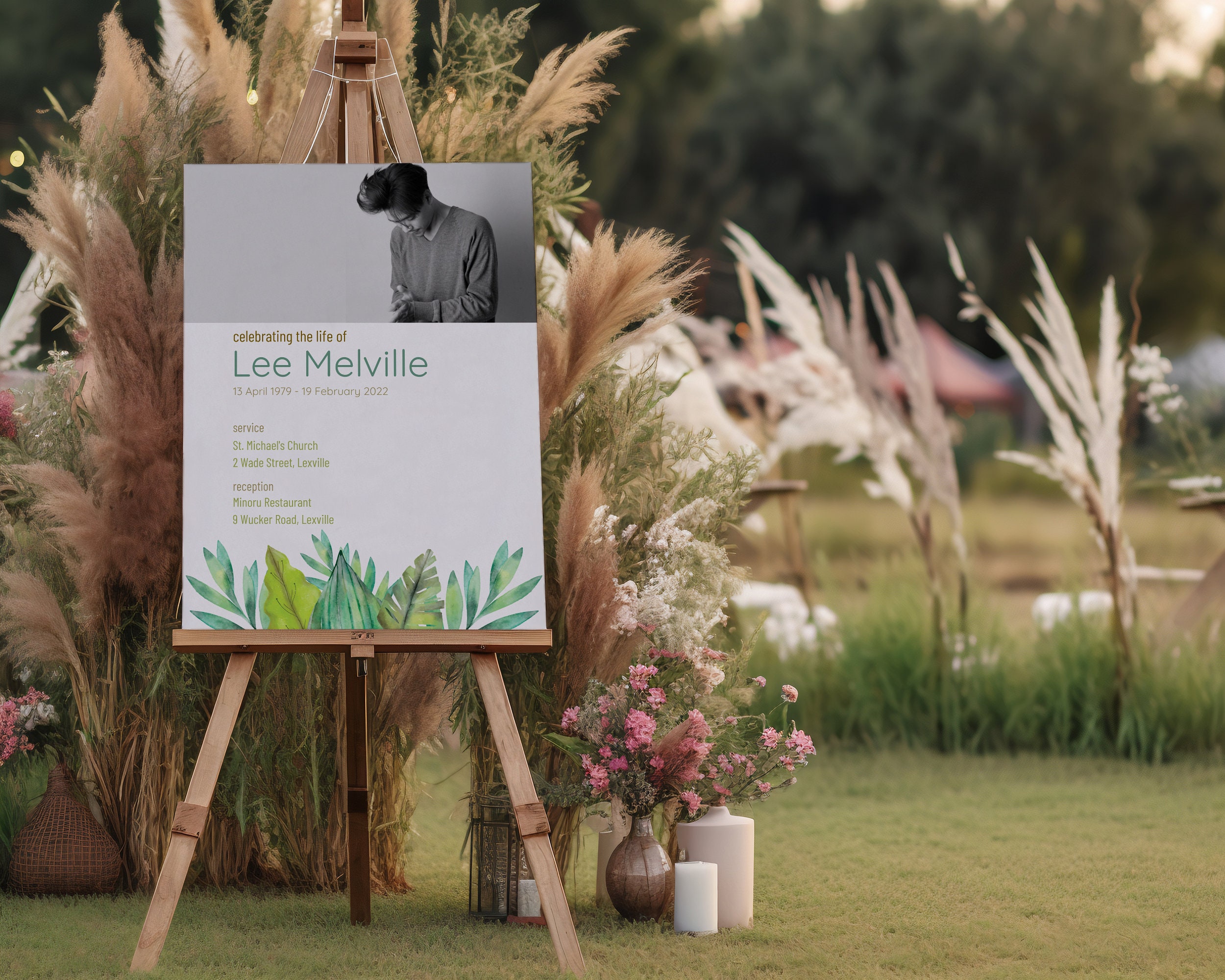 Editable Interment Poster Custom Eulogy Remembrance Printable Memorial ...