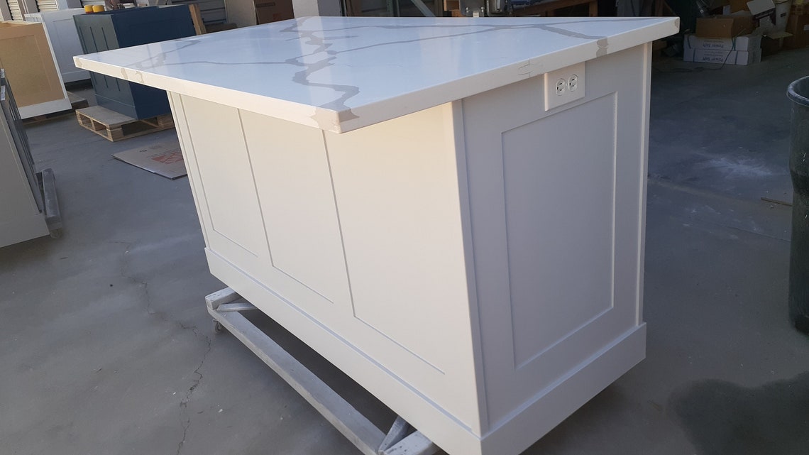 4ft White Kitchen Island W/white Quartz Top - Etsy
