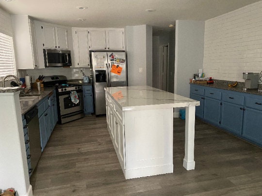 7ft White Kitchen Island Ship 7 Days With White Quartz Top - Etsy