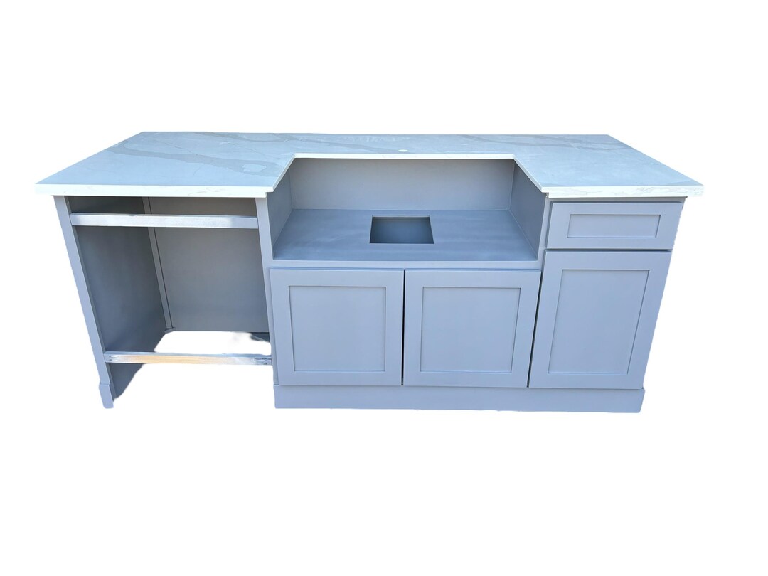 7ft Kitchen Island With Sink Space and Quartz Top - Etsy