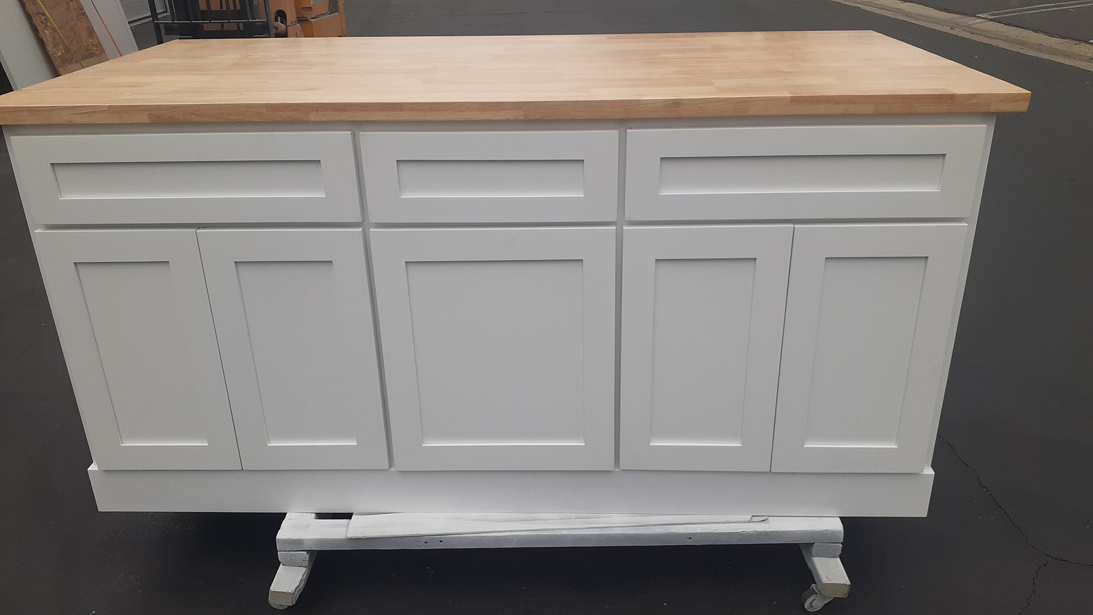 7ft White Kitchen Island With Wooden Top - Etsy