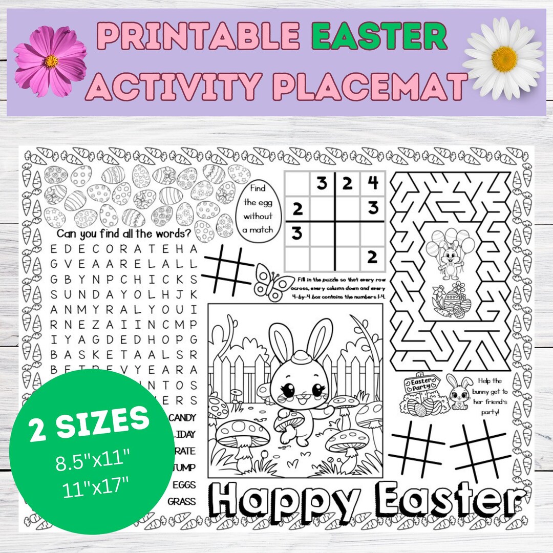 Happy Easter Printable Placemat - Etsy