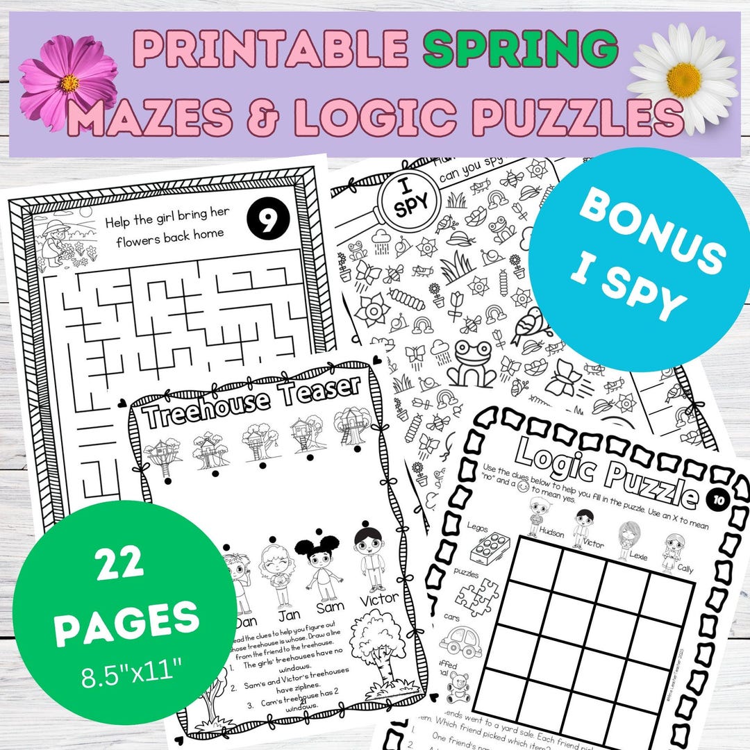 No Prep Printable Spring Mazes & Logic Puzzles for Kids - Etsy