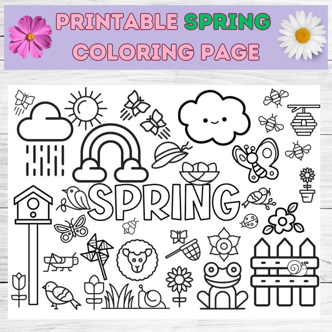 Springtime Fun Coloring Page - Etsy