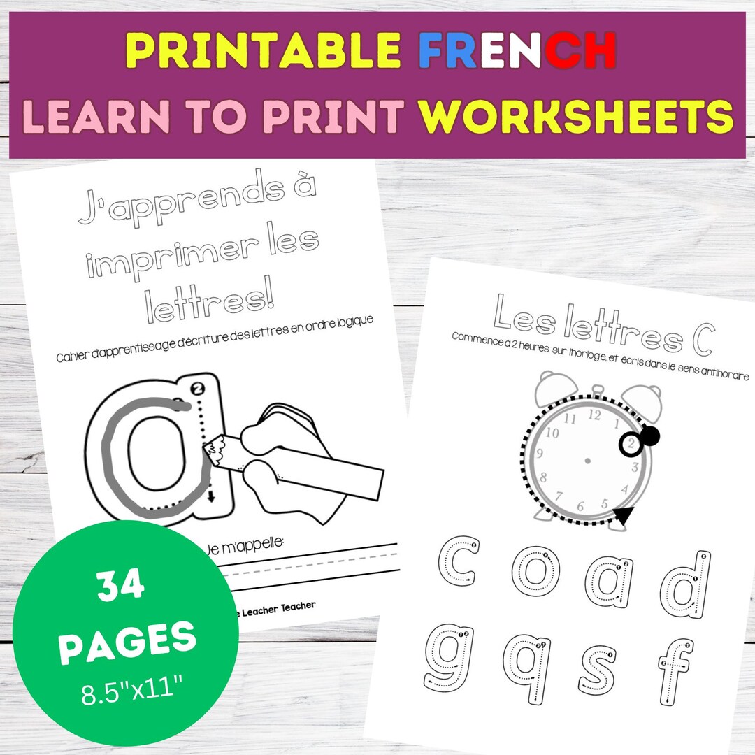 LEARN TO PRINT in French - No-prep Printable Worksheets for Children to ...