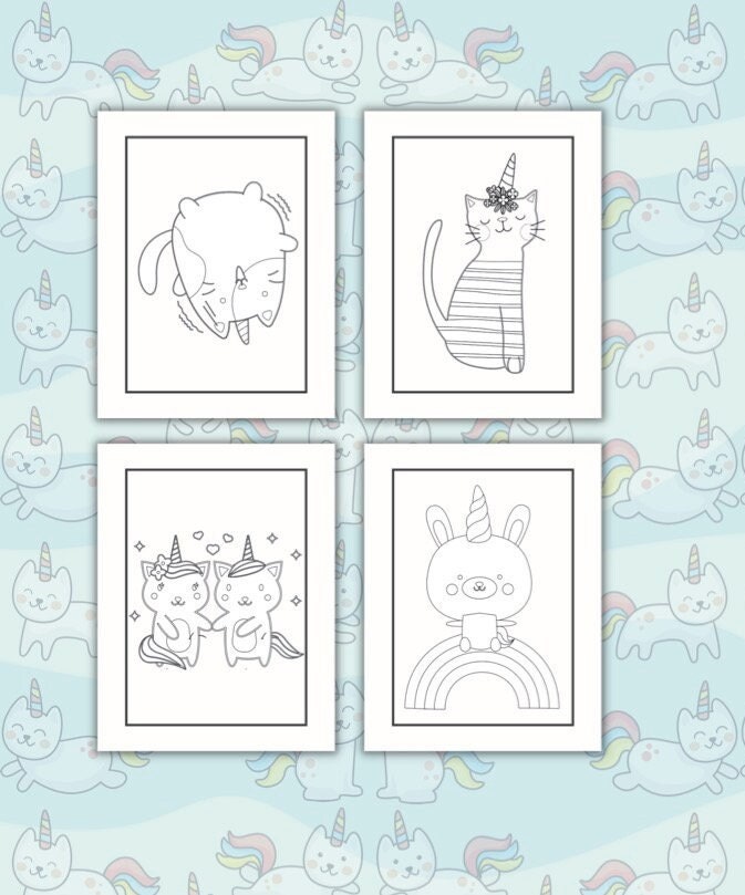 Caticorn Coloring Book 50 Kittycorn Pages 1 - Etsy