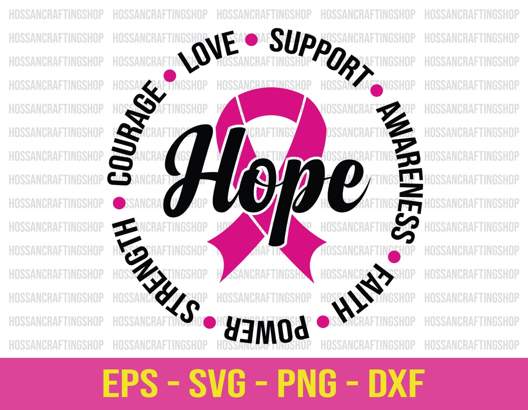 Hope Faith Love Support Awareness SVG, Breast Cancer Svg, Awareness ...