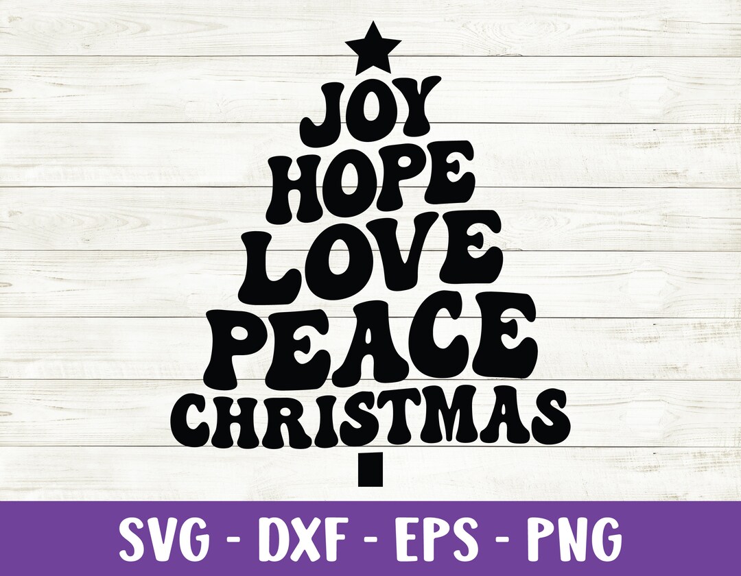 Joy Hope Love Peace Christmas Svg, Retro Christmas Svg, Retro Wavy Svg ...