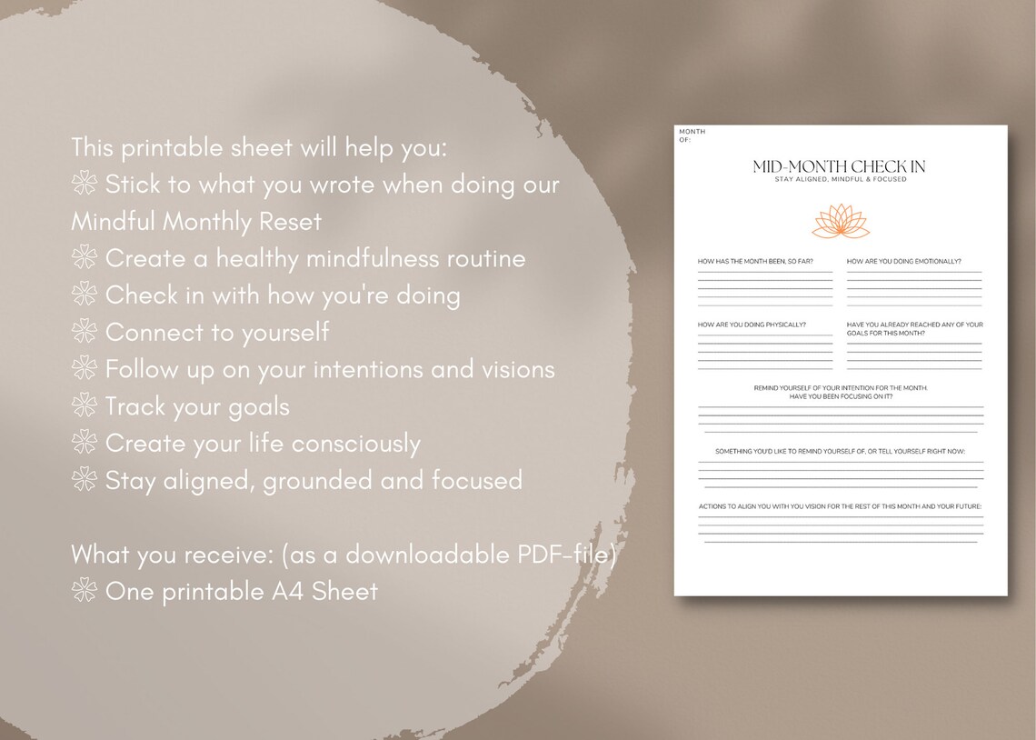 Mid Month Check in Journal Prompts Printable Sheet Journaling - Etsy