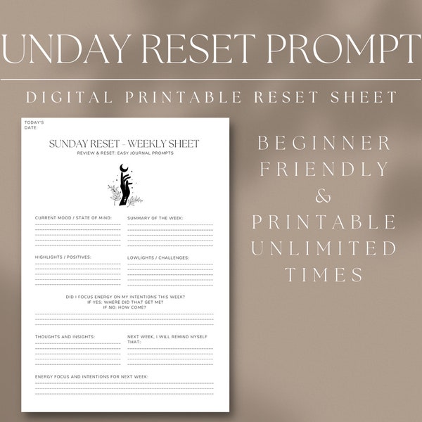Sunday Reset Printable - Etsy