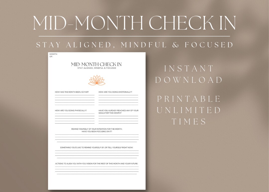 Mid Month Check in Journal Prompts Printable Sheet Journaling Prompts ...