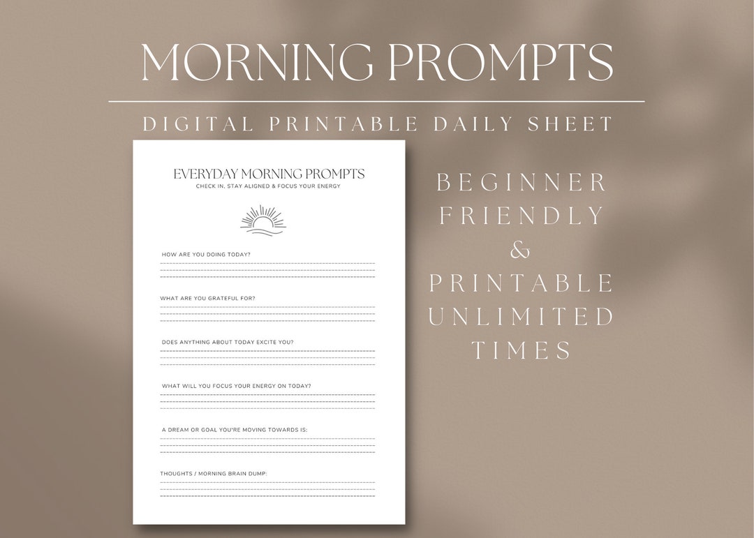 Easy Morning Journal Prompts Printable Sheet Journaling Prompts for ...