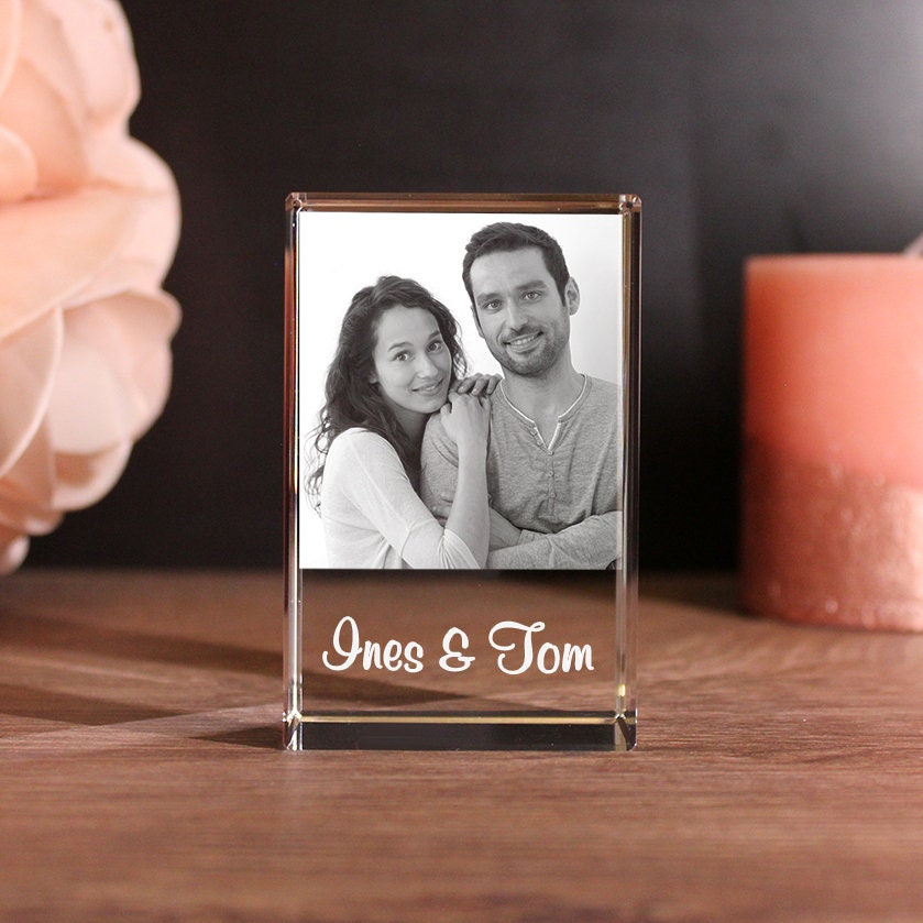 2D Glass Photo Cuboid With Your Desired Photo and Desired Text - Etsy