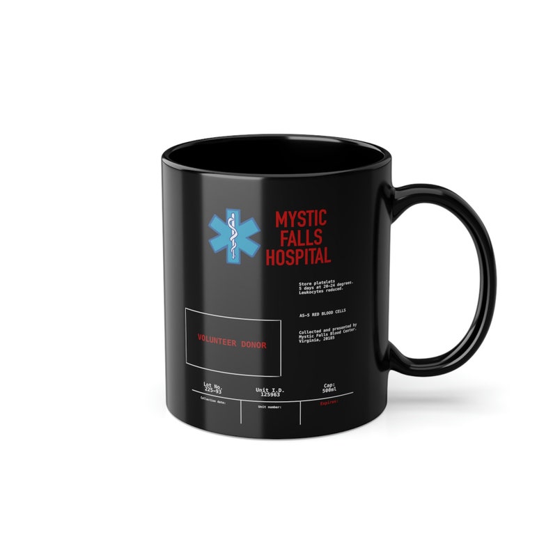 The Vampire Diaries Black Coffee Mug,mystic Falls Hospital Blood Bag ...