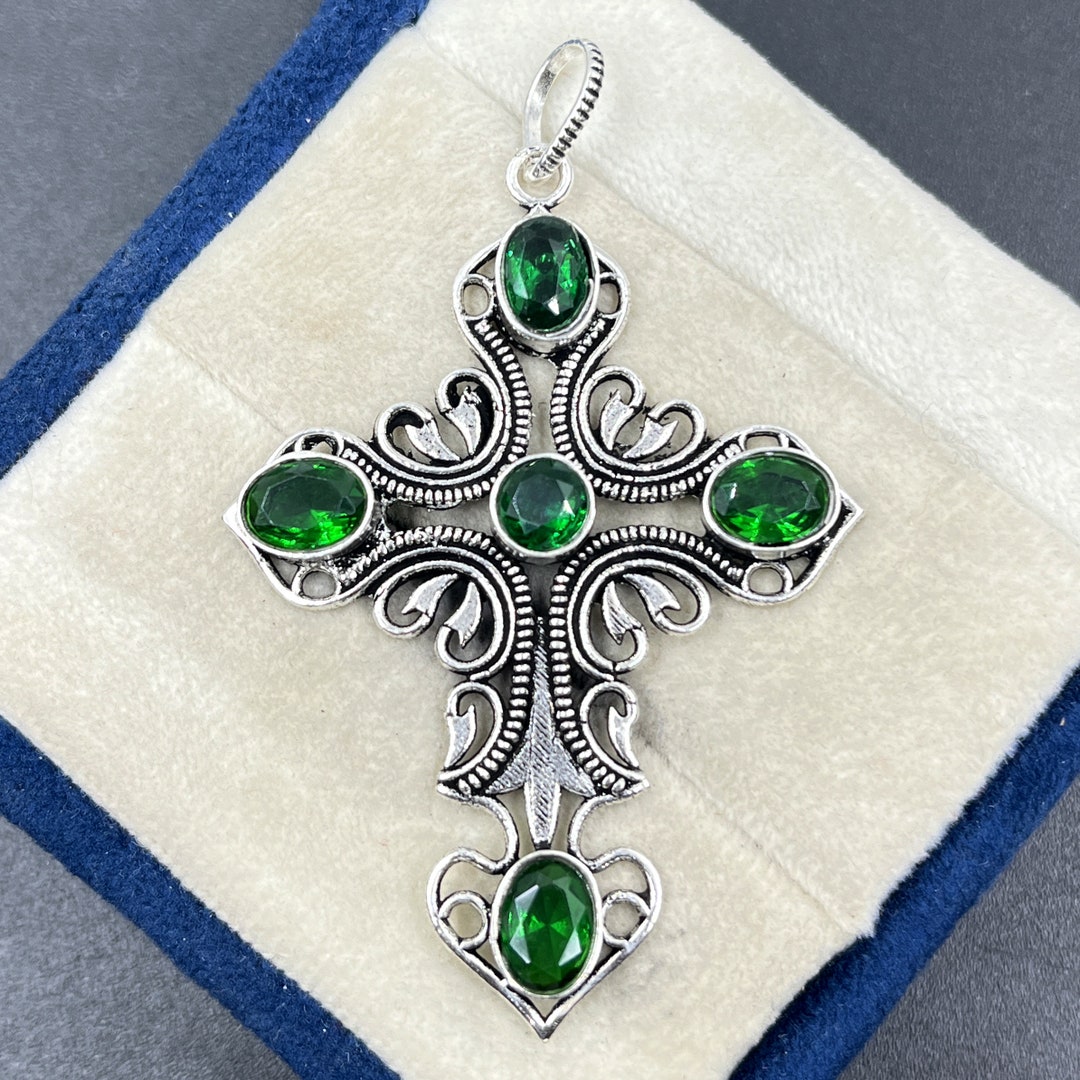 Green Peridot Cross Pendant\ Handmade Green Peridot Cross Pendant ...