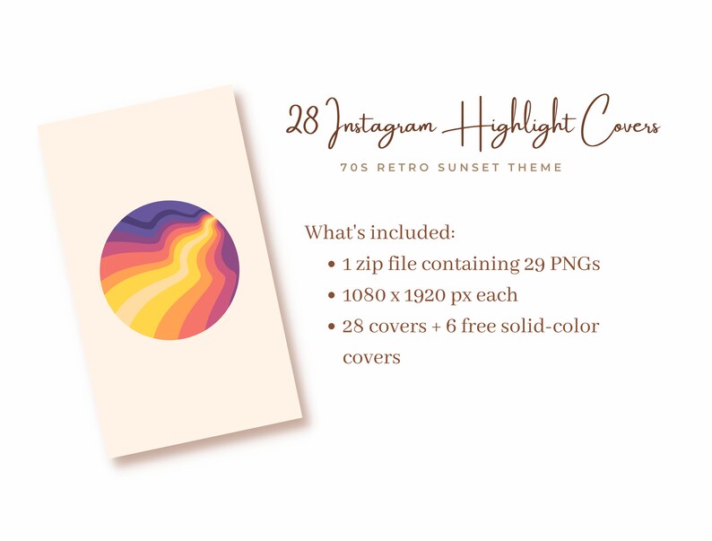 Retro Instagram Highlight Covers | 70s Retro Sunset Set of 28 Digital ...