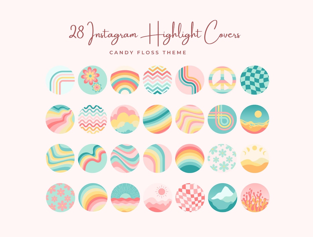 Colorful Cute Instagram Highlight Covers | Pastel Rainbow Set of 28 ...