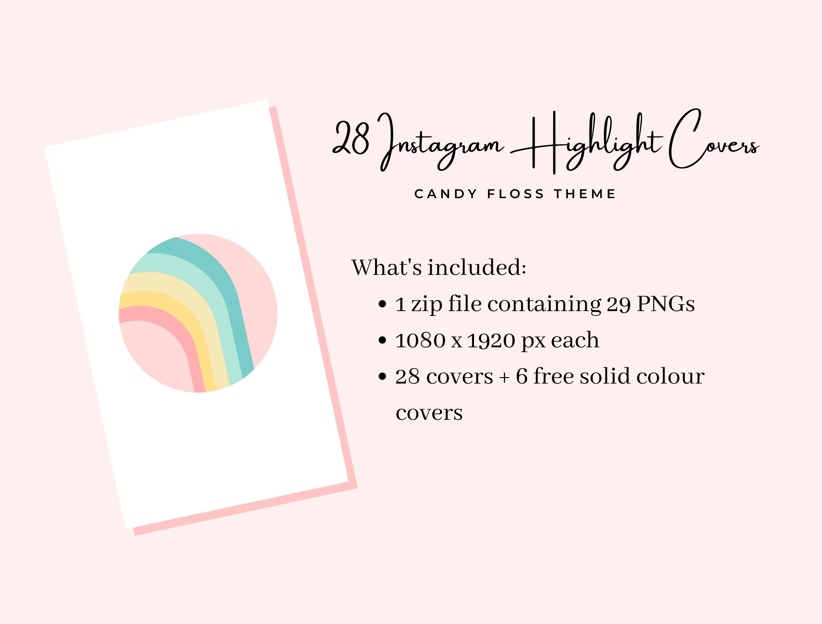 Colorful Cute Instagram Highlight Covers Pastel Rainbow Set of 28 ...