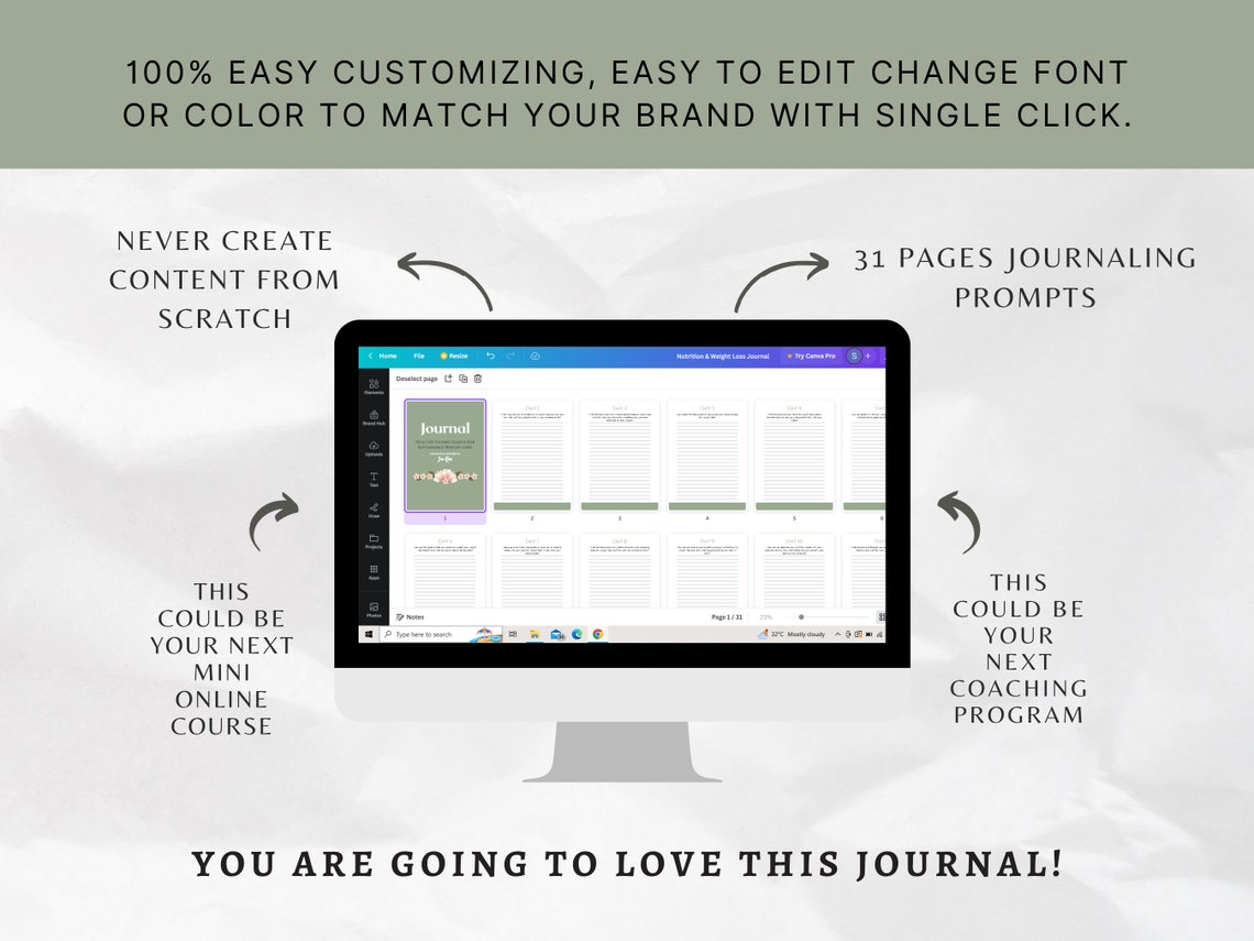 Coaching Journal Printable, Mindful Eating Journal, Journal for ...