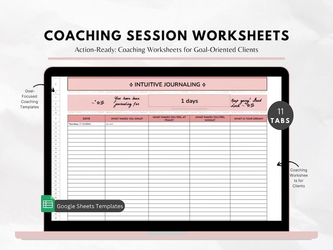 Coaching Session Worksheets | Google Sheet Coaching Toolkit | Coaching ...
