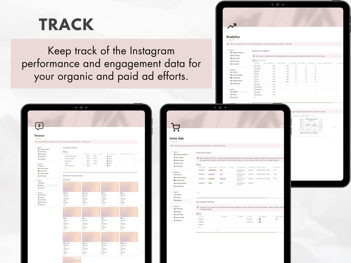 Notion Template Instagram Content Planner, Notion Planner, Instagram ...