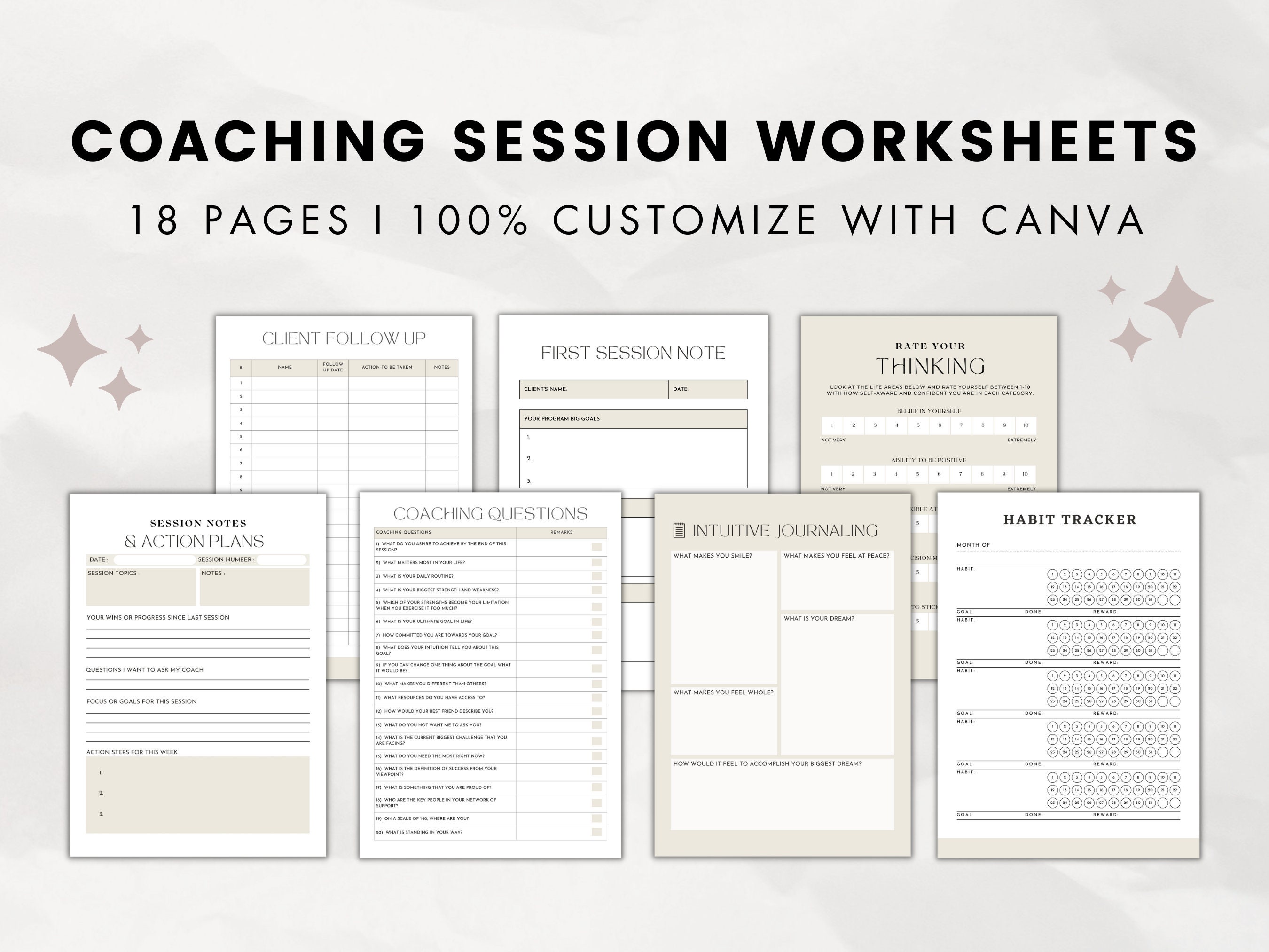 Coaching Worksheet Template, Coaching Tools, Coaching Ebook Templates ...