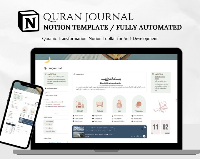 Muslim Life Journal Notion Template, Quran Journal Muslim Notion ...