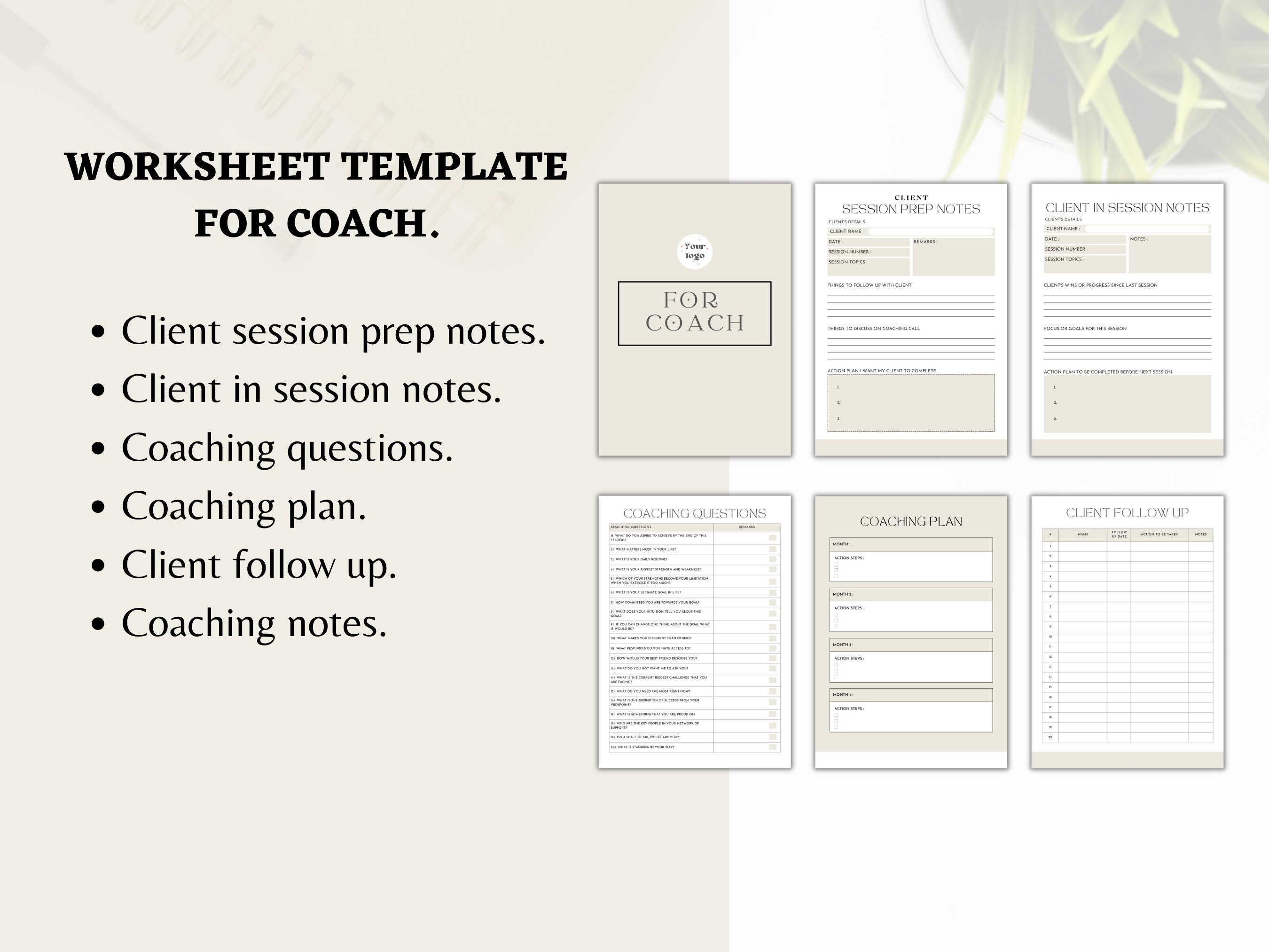 Coaching Worksheet Template, Coaching Tools, Coaching Ebook Templates ...