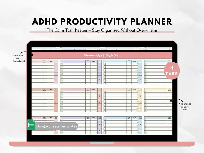 ADHD to Do List Template Task Tracker, Task Management Google Sheets ...