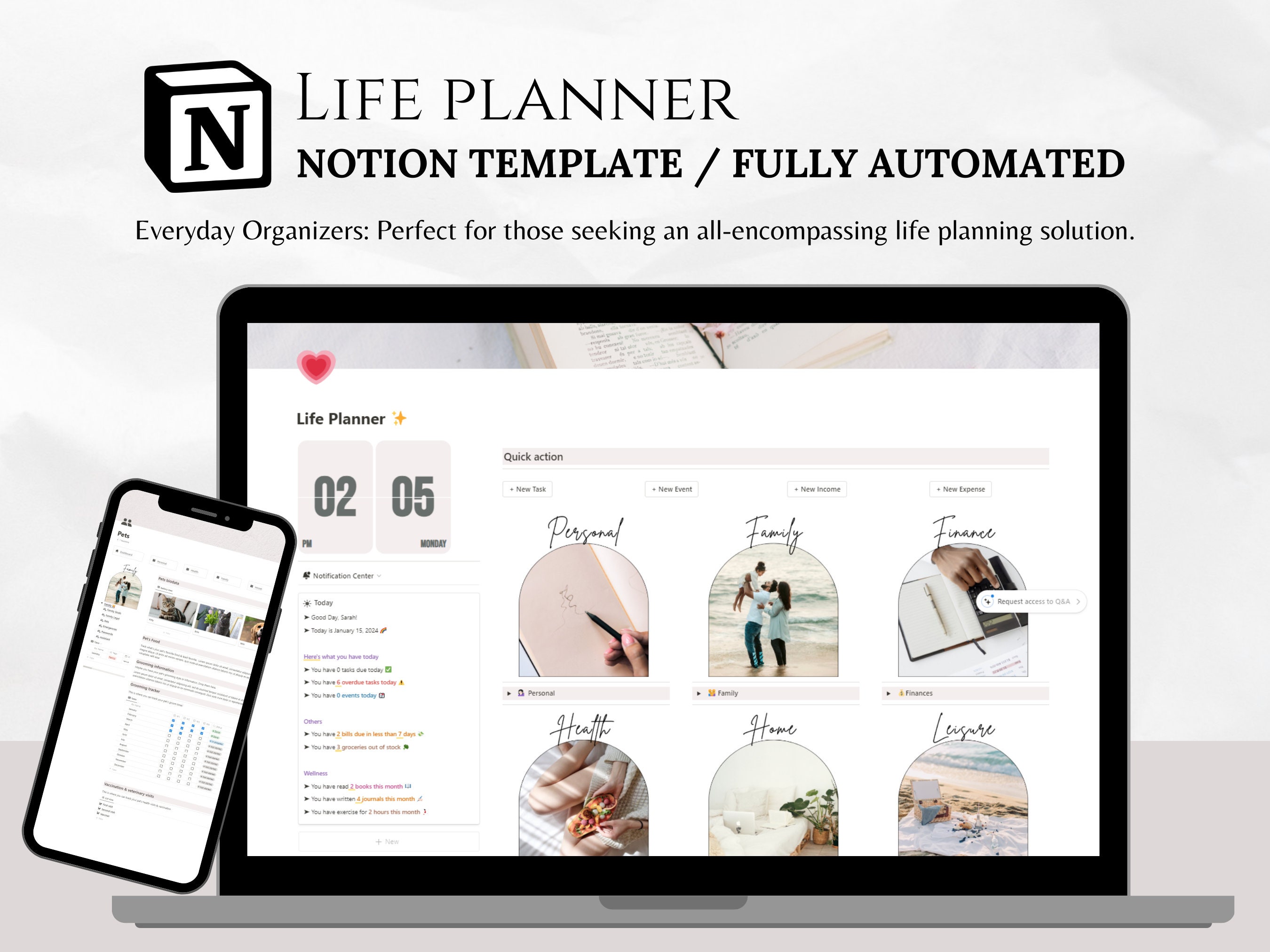 Notion Life Planner Template, Life Dashboard , Notion Template ADHD ...