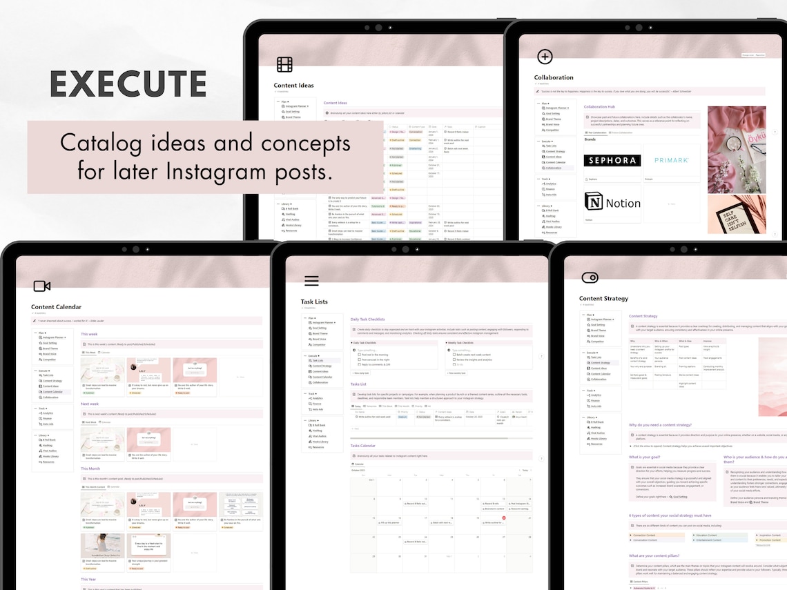 Notion Template Instagram Content Planner, Notion Planner, Instagram ...