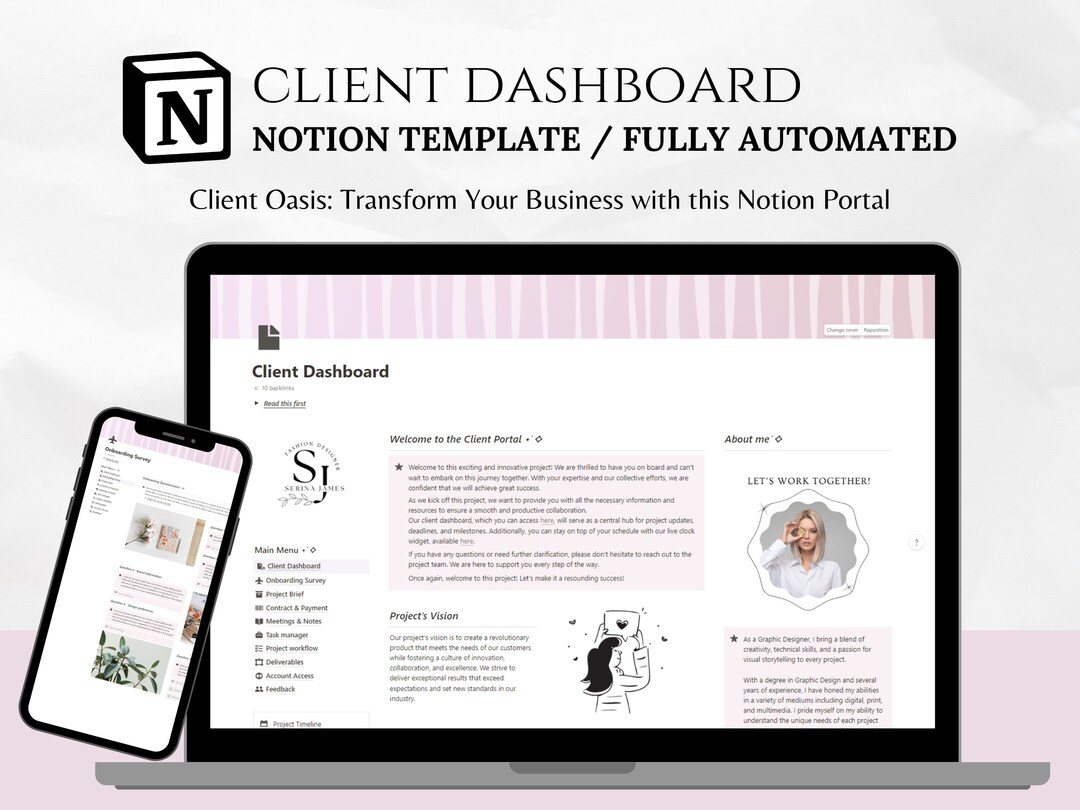 Client Portal Notion Template, Notion Client Dashboard, Project ...