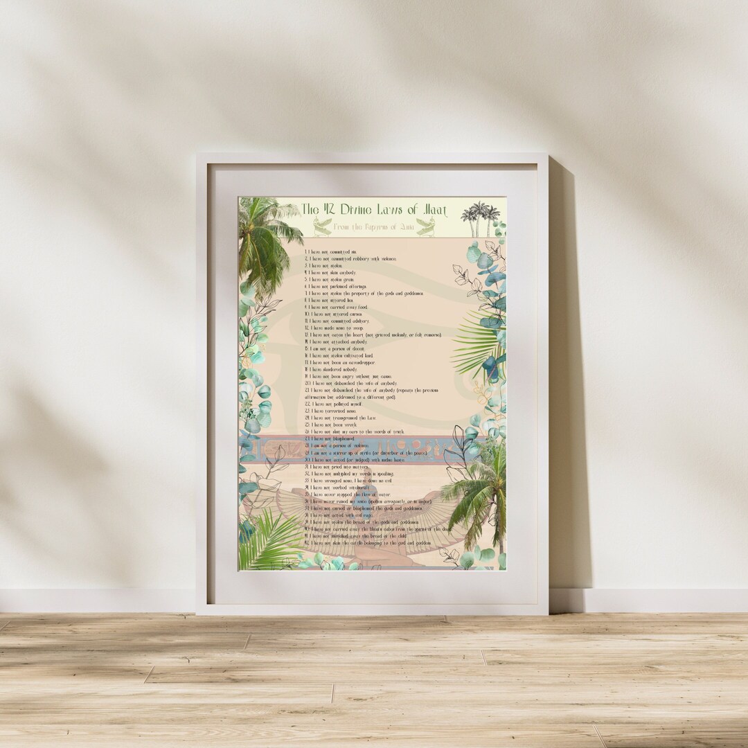 Egyptian Goddess Maat, the 47 Divine Laws Digital Download, Printable ...