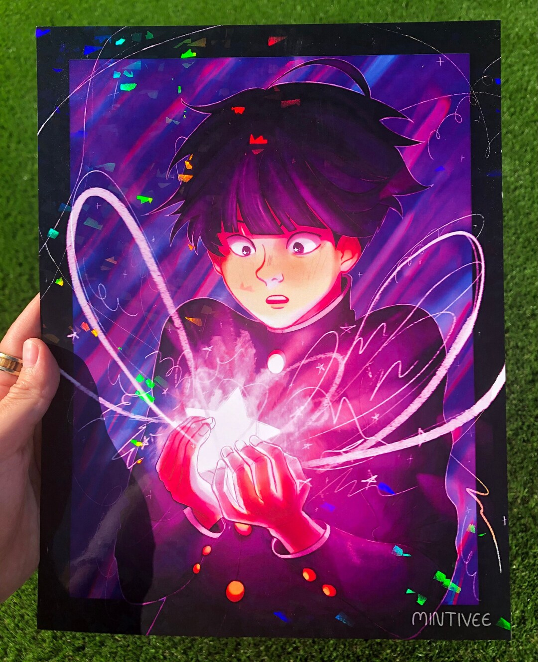 Holographic Anime Psychic Boy Art Print 8.5x11 - Etsy